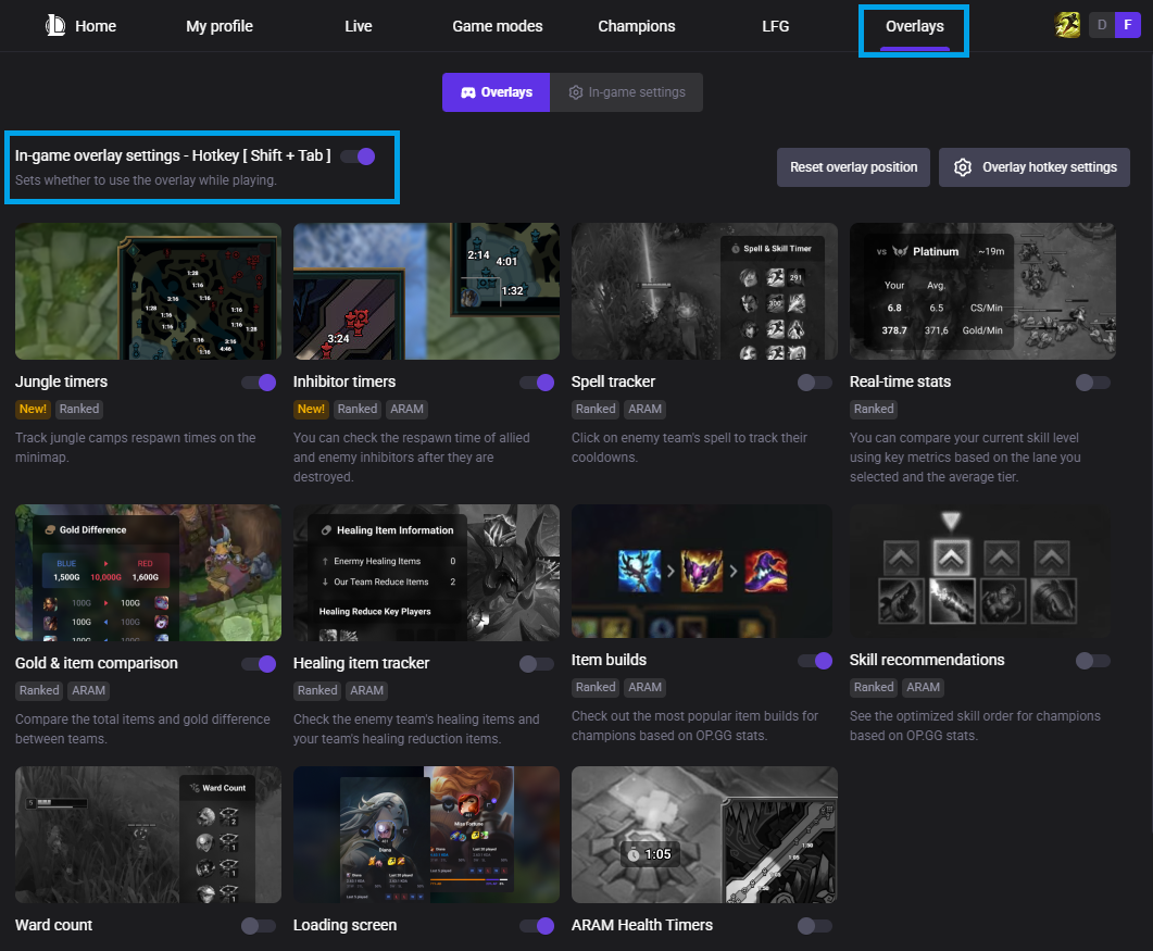 How to enable or disable the in-game overlay – OP.GG Help Center